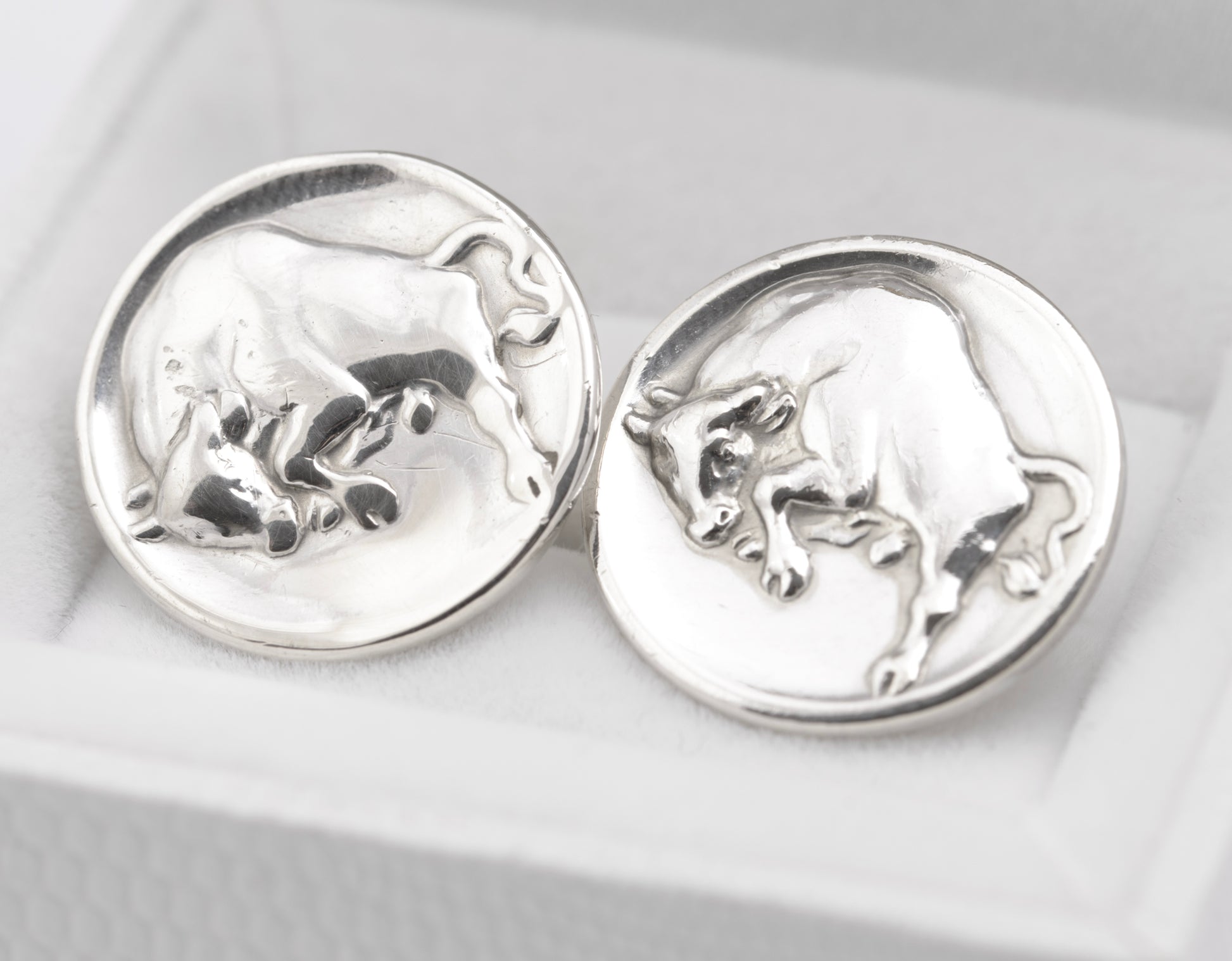 Pair Vintage Georg Jensen Sterling Silver Cufflinks Raging Bull Hallma ...