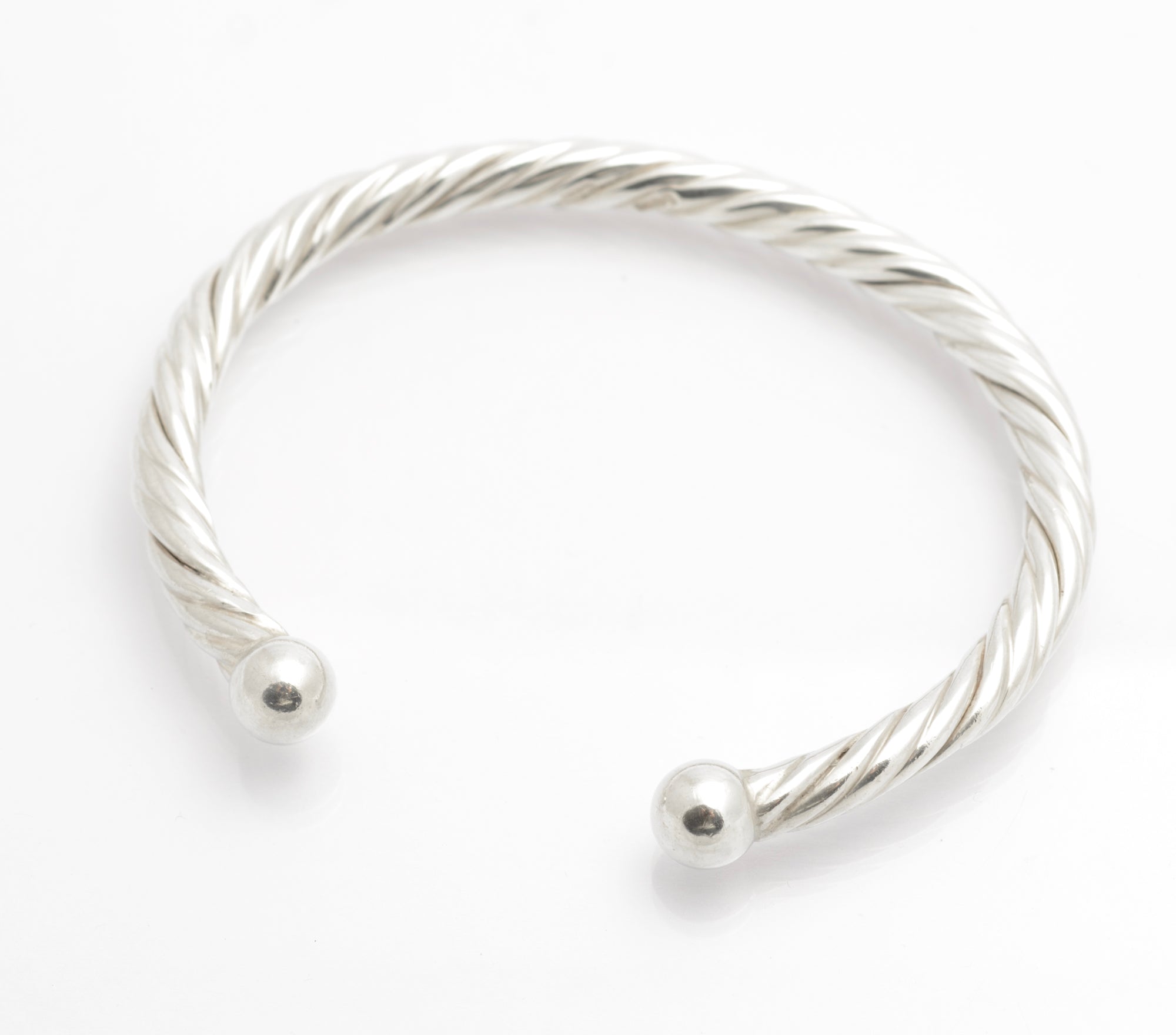 Vintage 925 Sterling Silver Twisted Band Torque Bangle London Hallmark ...