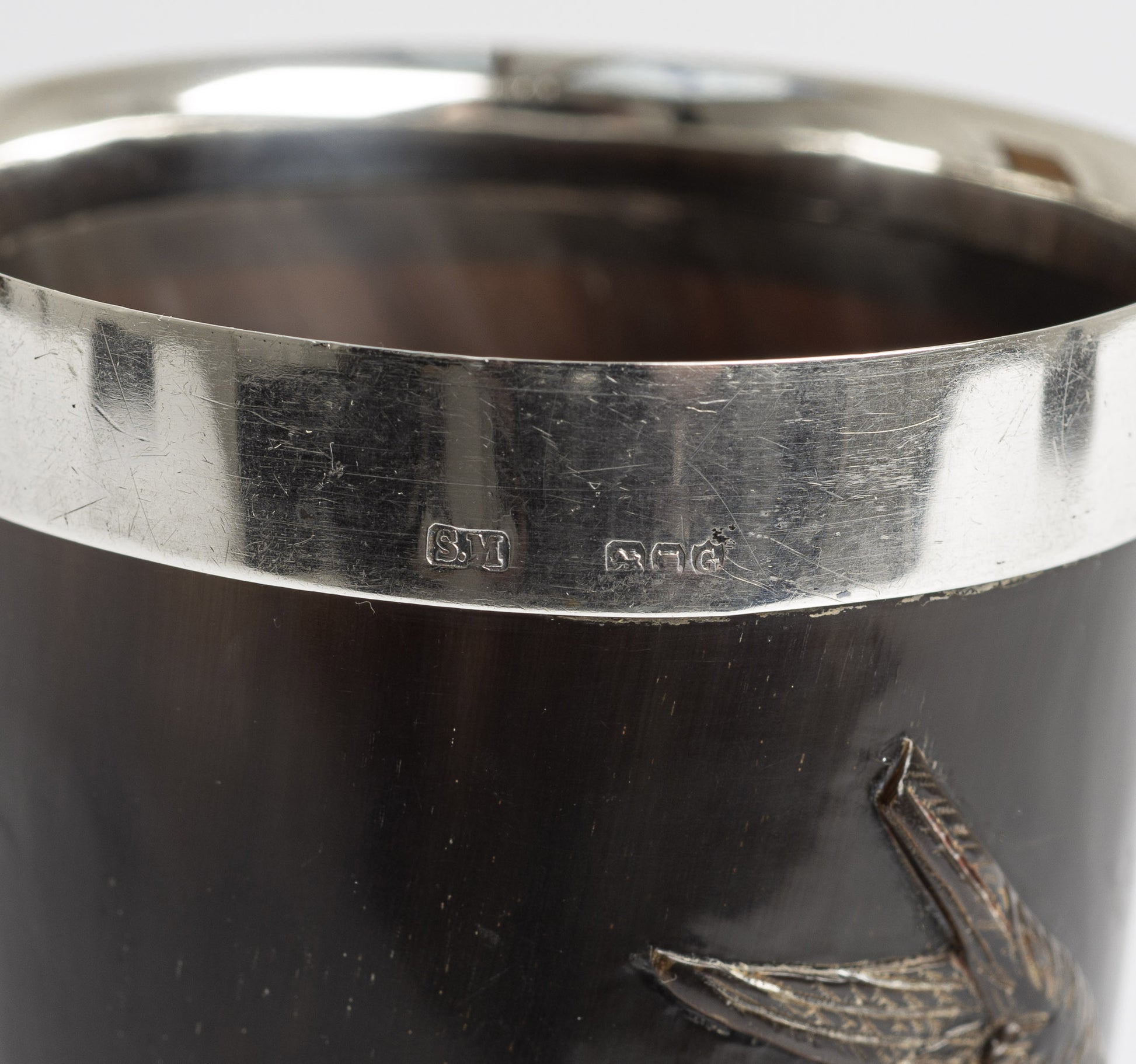 Sampson Mordan & Co Antique Carved Horn & Silver Aesthetic Movement Be ...